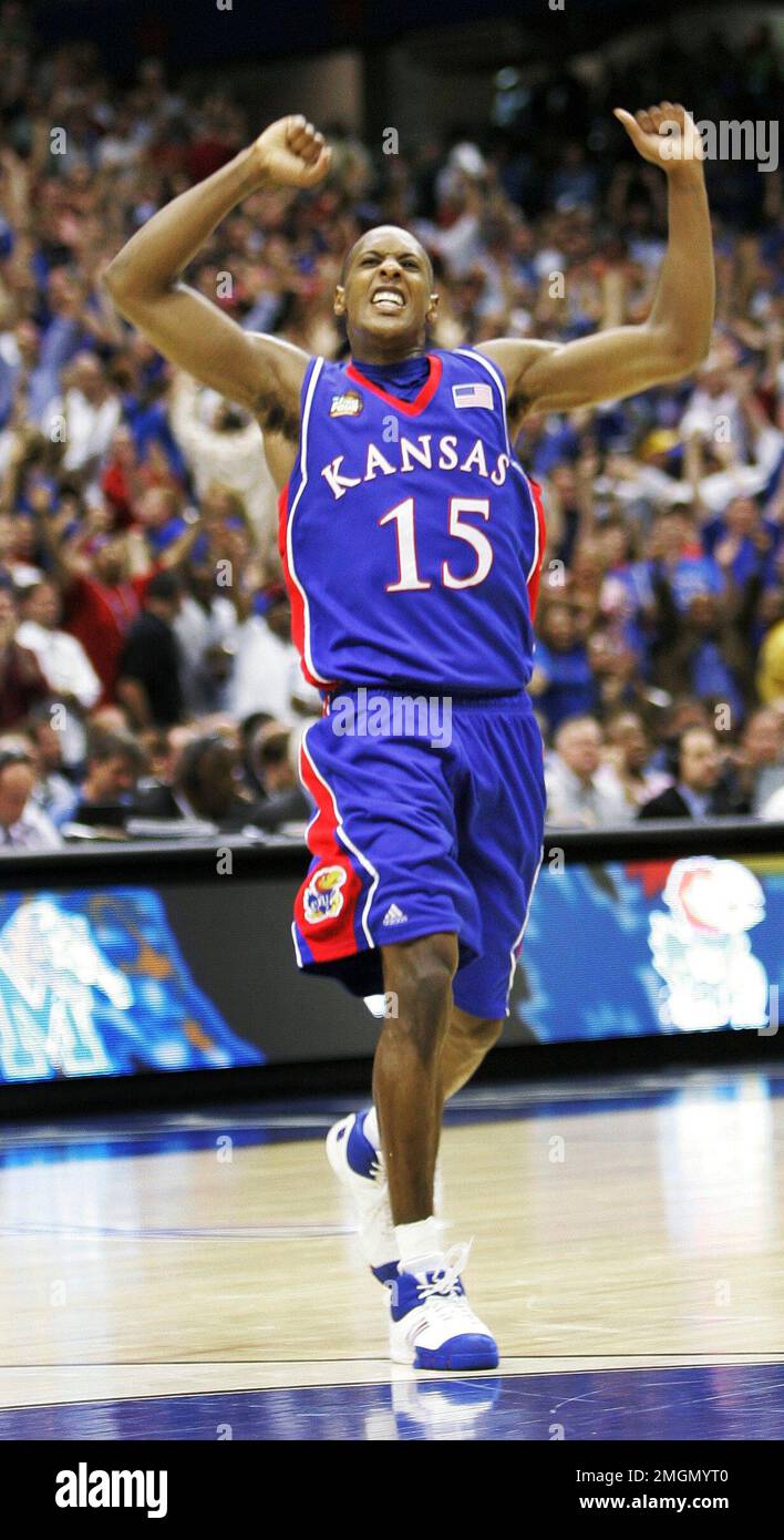 FILE - In this April 7, 2008, file photo, Kansas' Mario Chalmers (15 ...