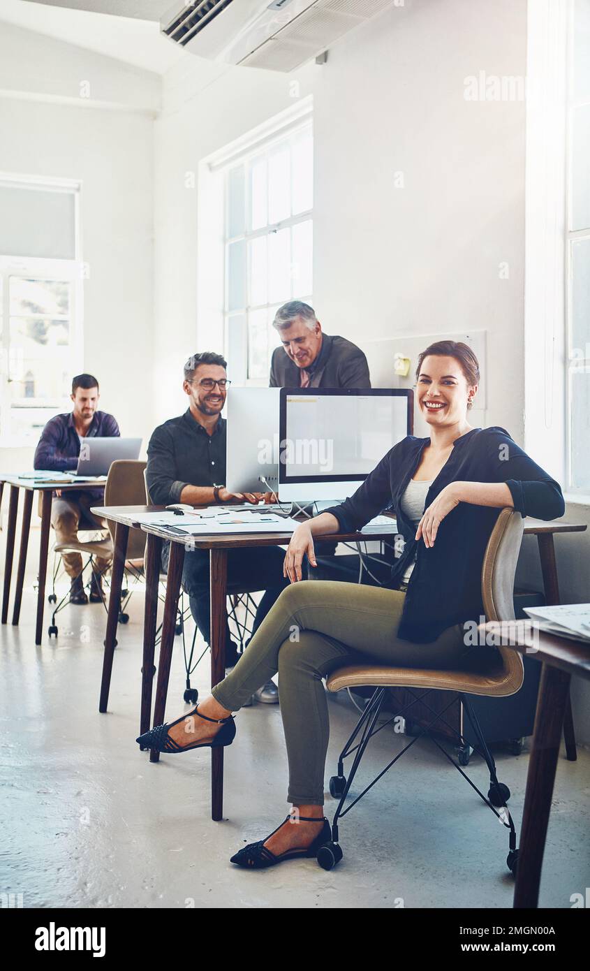 Teamwork, portrait and business woman in office workplace ready for ...