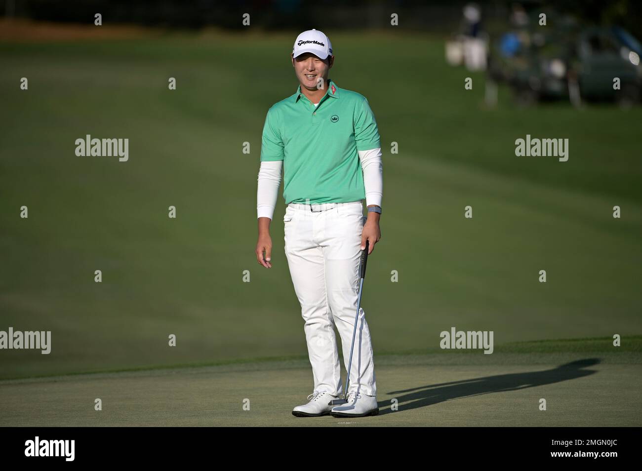 Danny Lee, of New Zealand, waits to putt on the 15th green during the ...