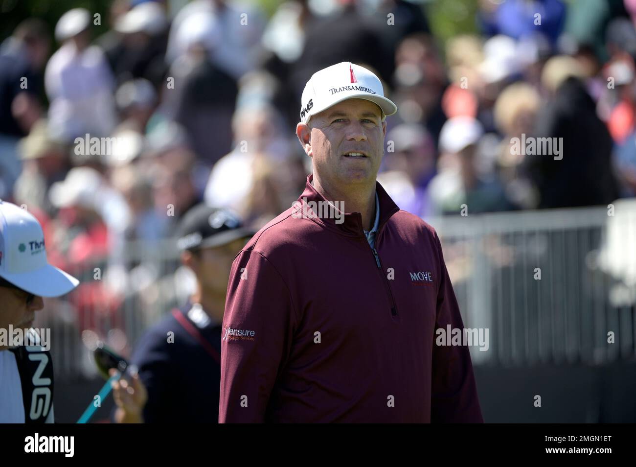 Stewart Cink walks on the fairway after hitting his tee shot on the ...