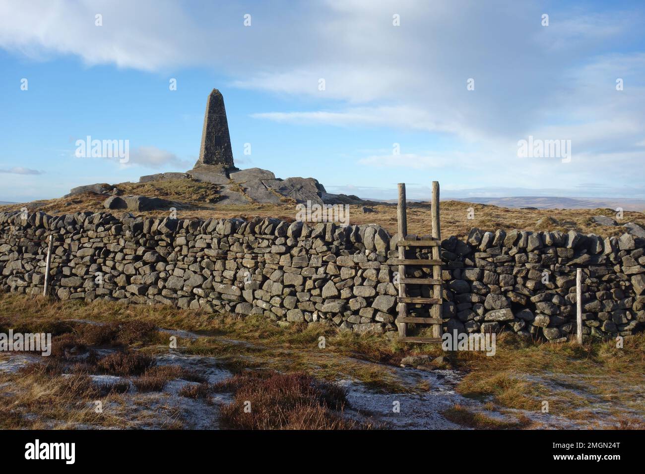 The Large War Memorial (Obelisk) Stone Wall & Wooden Ladder Stile on ...