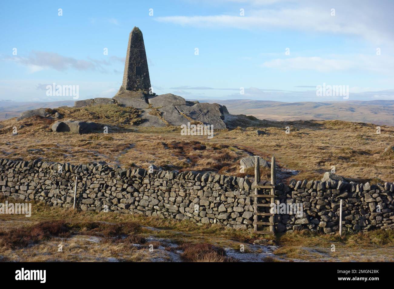The Large War Memorial (Obelisk) Stone Wall & Wooden Ladder Stile on ...