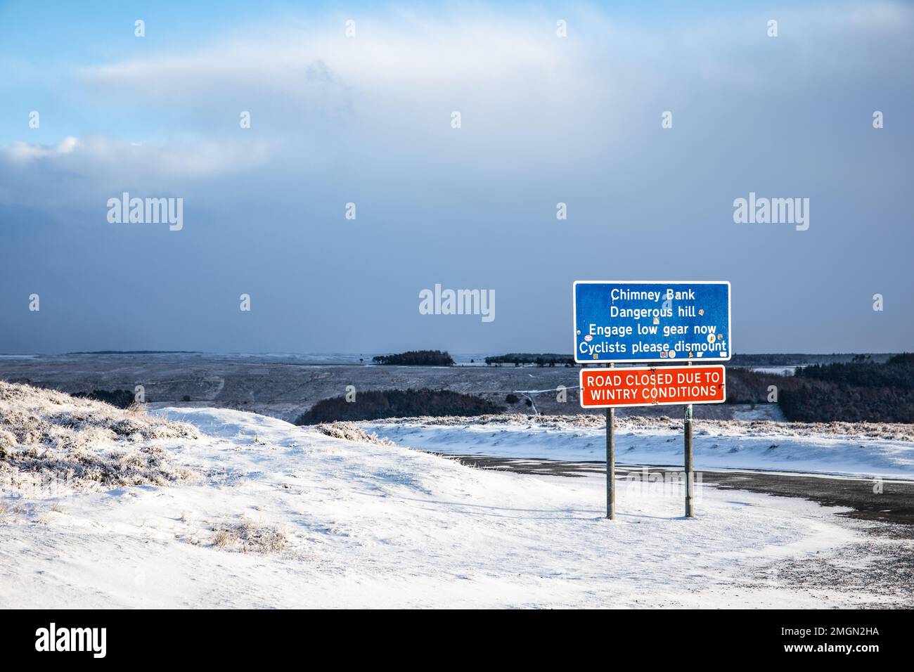 An aerial view of snow covered field with road signs Stock Photo - Alamy