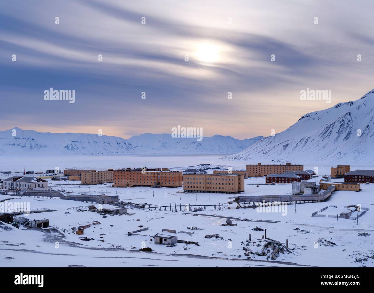 Pyramiden, abandoned russian mining settlement at the Billefjorden ...