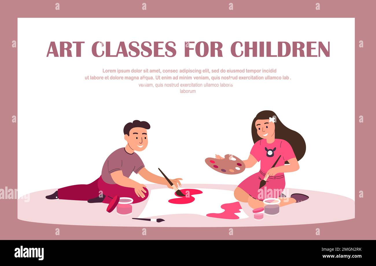 Children Art Classes.Kids Painting Pictures on Paper,Children ...