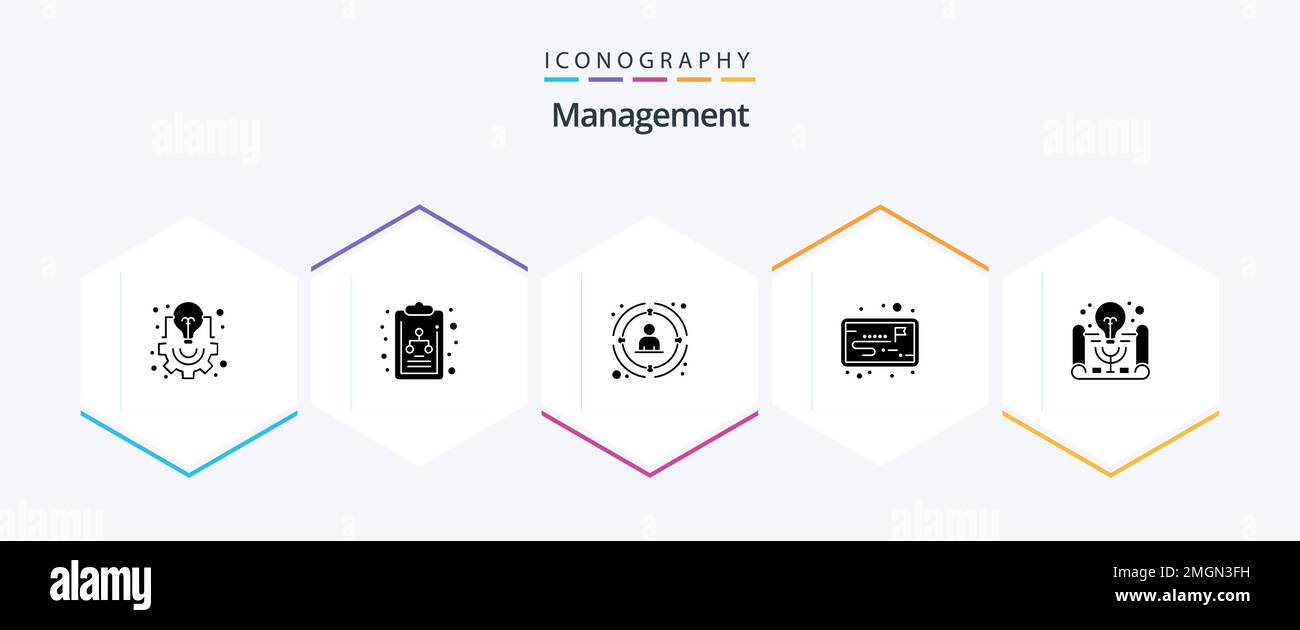 Management 25 Glyph icon pack including business idea. workflow. link ...