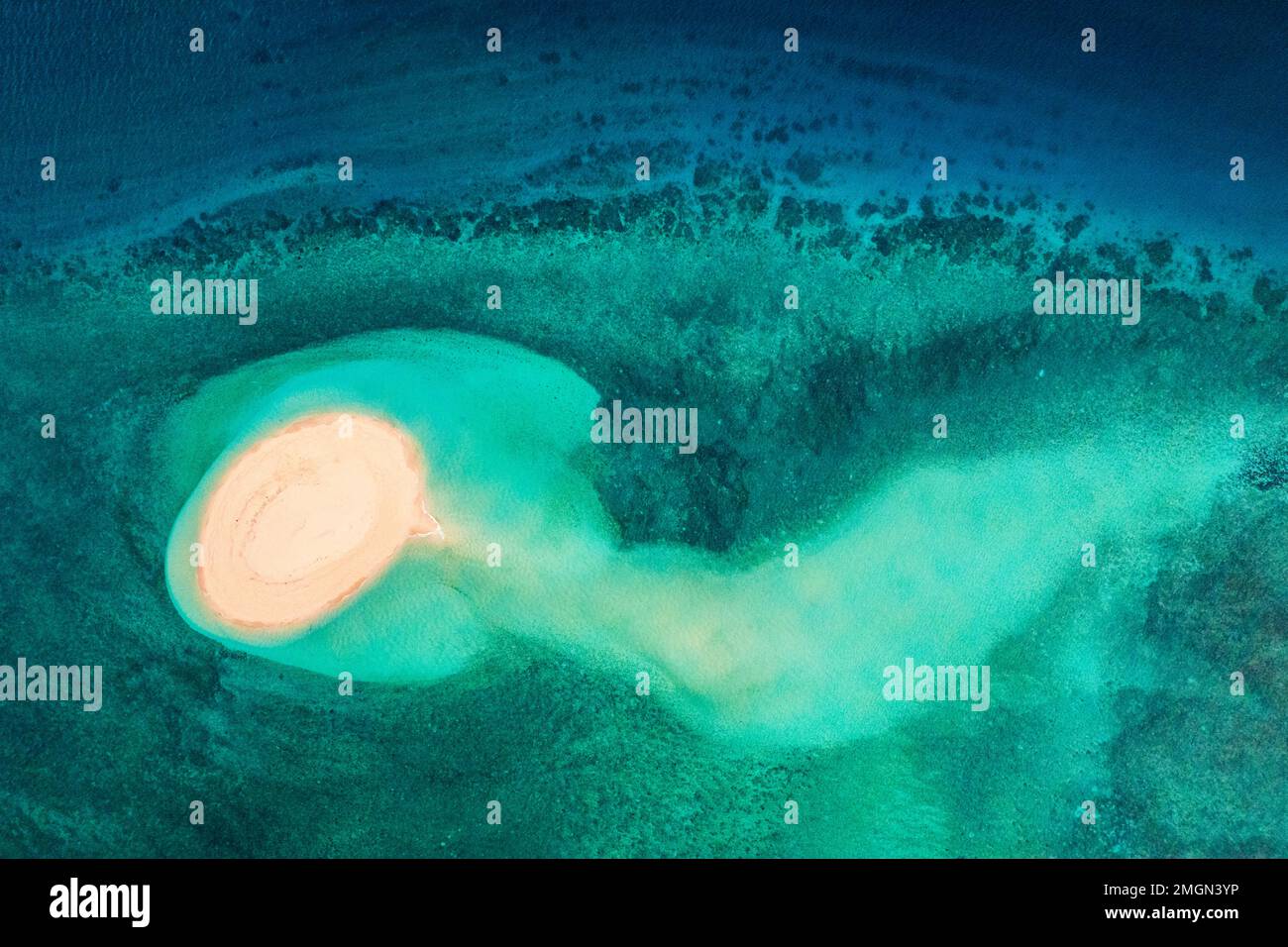 The white sandy islet of Saziley and its turquoise waters, one of the ...