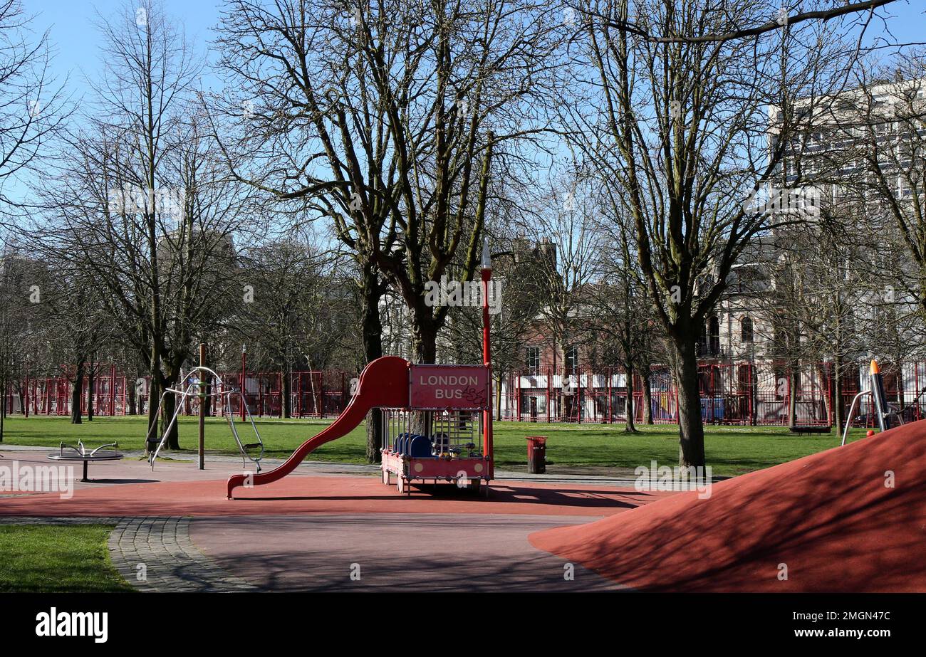 A deserted playground in Lille, northern France, Wednesday, March 18 ...