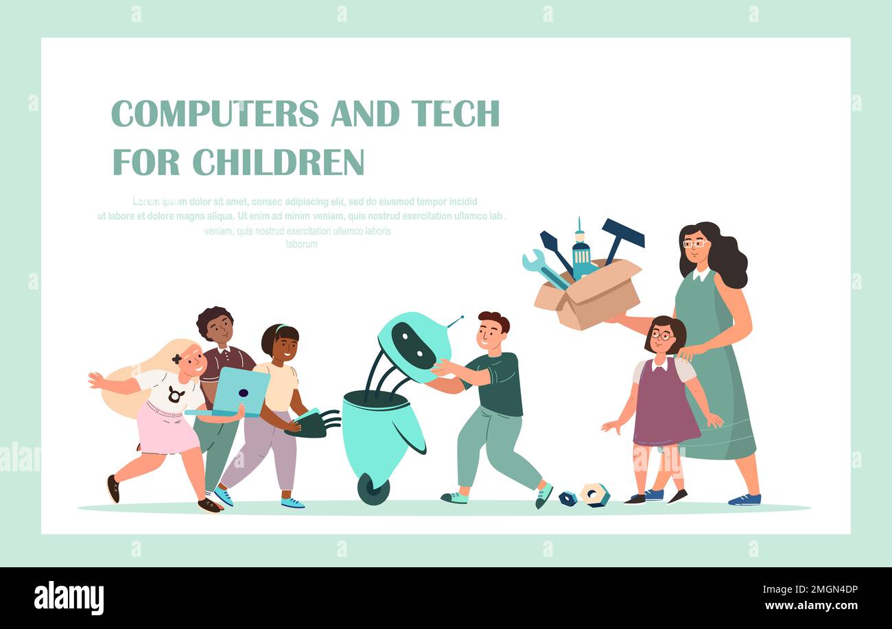 Development Classes Landing Page Template.Education,School Robotics Project.Children , Teacher ...