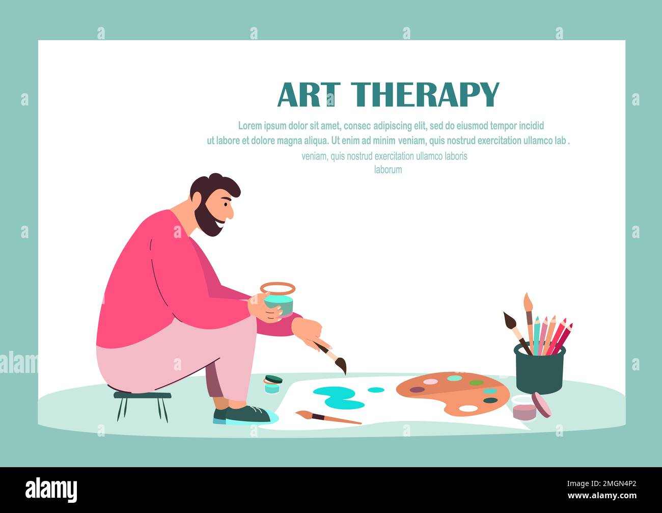 Art Therapy Classes for Adults.Man Painting Picture on Paper,Relaxing ...