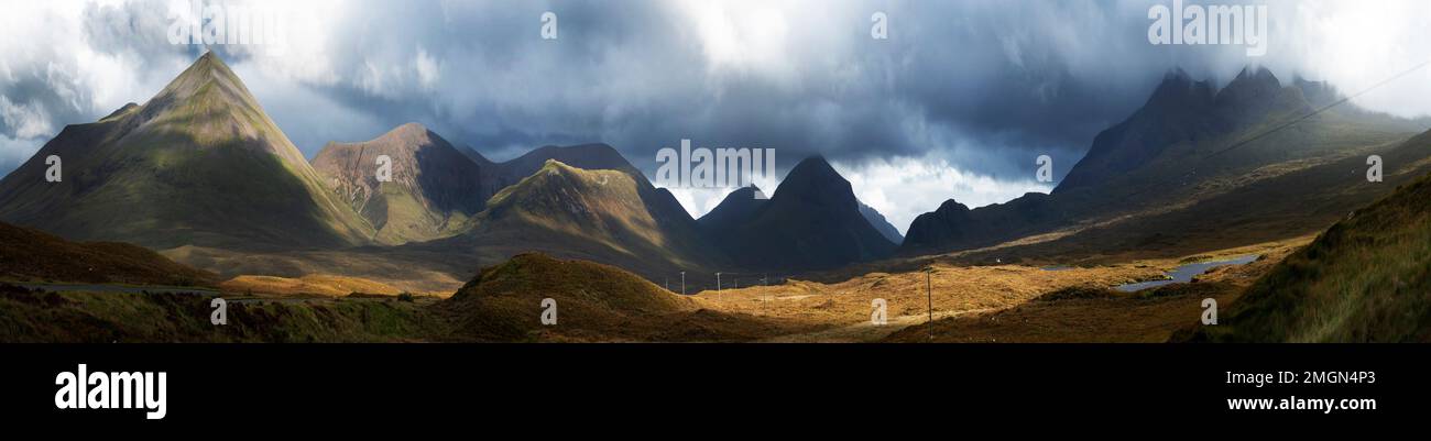 Panorama of the Red and Black Collins on Isle of Skye Scotland, one of ...