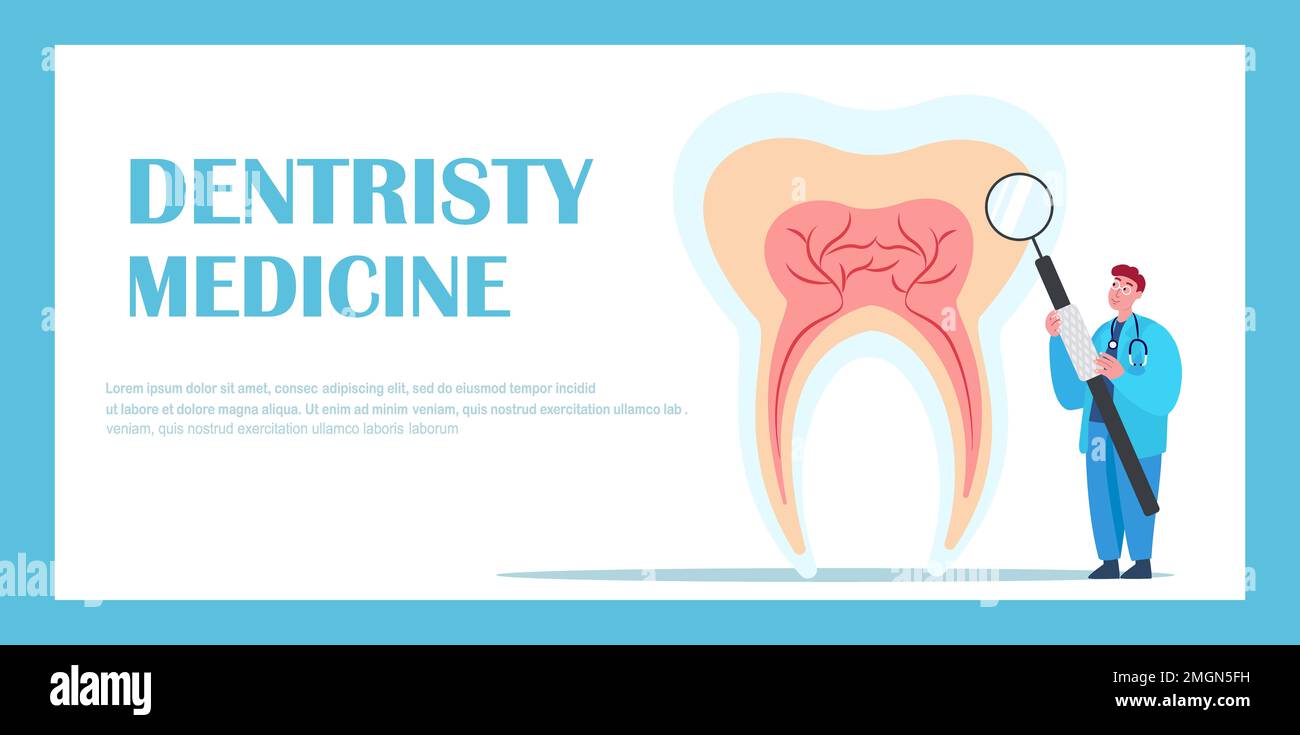 Dentist Character Care of Big White Tooth. Dental Clinic Background ...