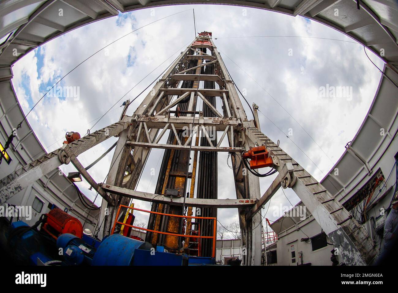 In this photo made with a fisheye lens, on Thursday, March 12, 2020 ...