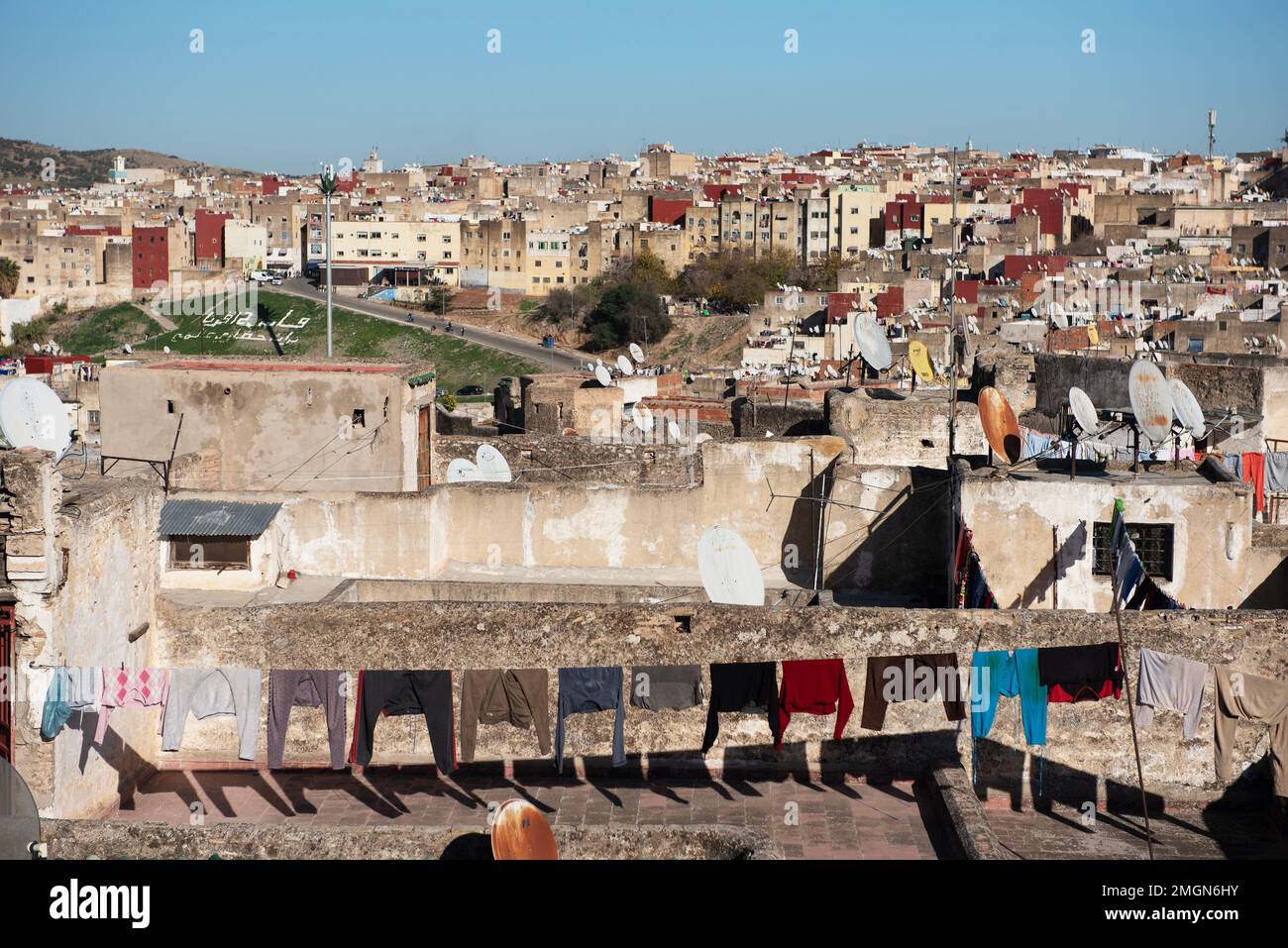 Fes the old Imperial City of Morocco,over the Medina rooftops with ...