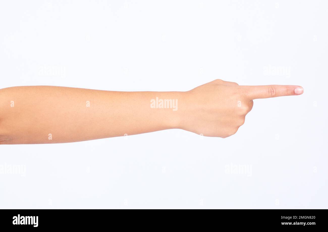 Finger, point and hand in studio for direction, discipline or blame ...