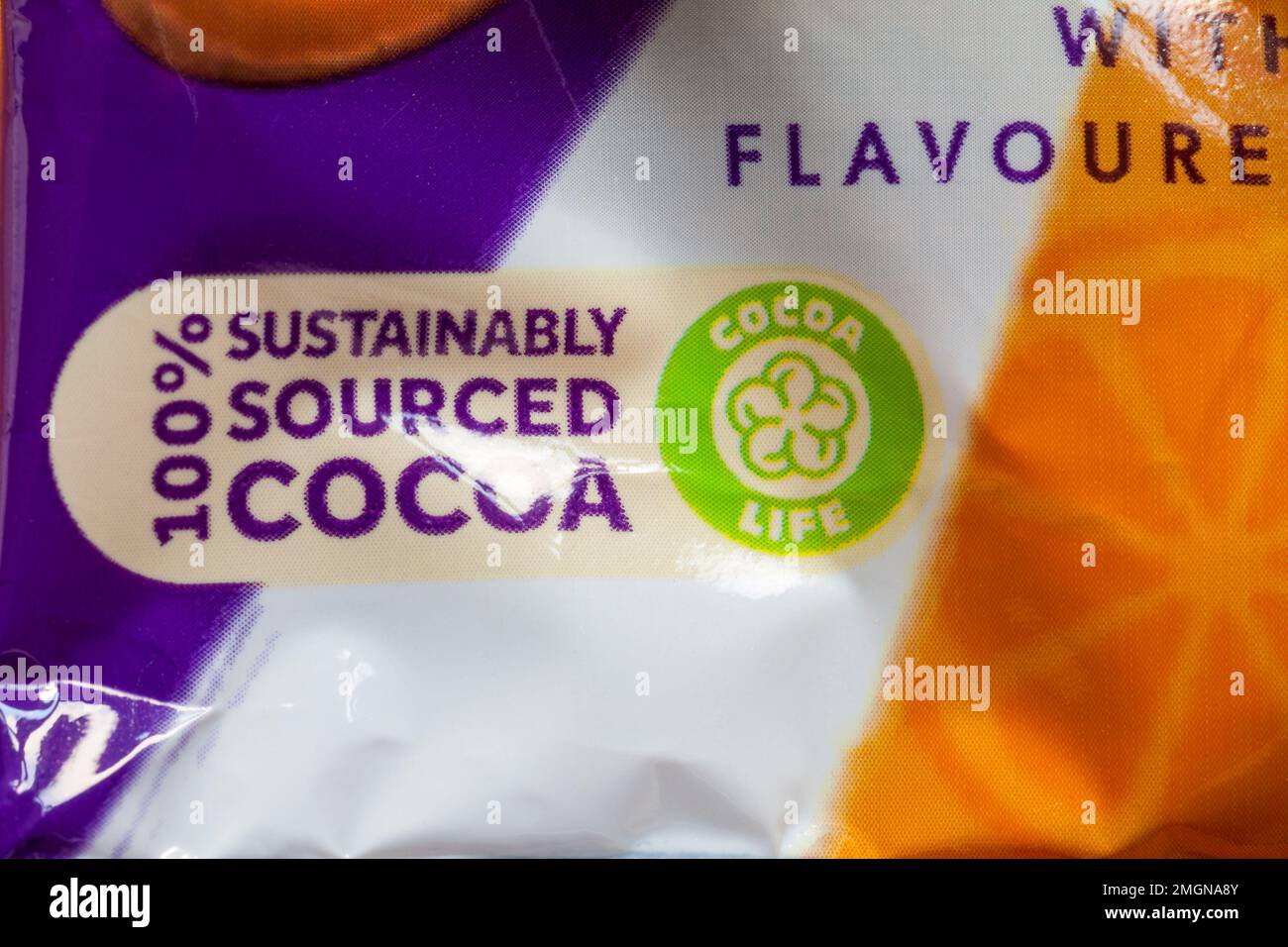 100% sustainably sourced cocoa cocoalife information on packet of ...