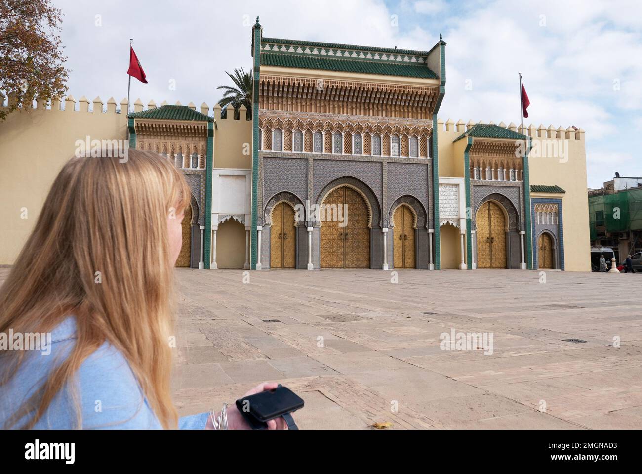 The Golden Fes Royal Palace doors, Dar El Makhzen, on the Place ...