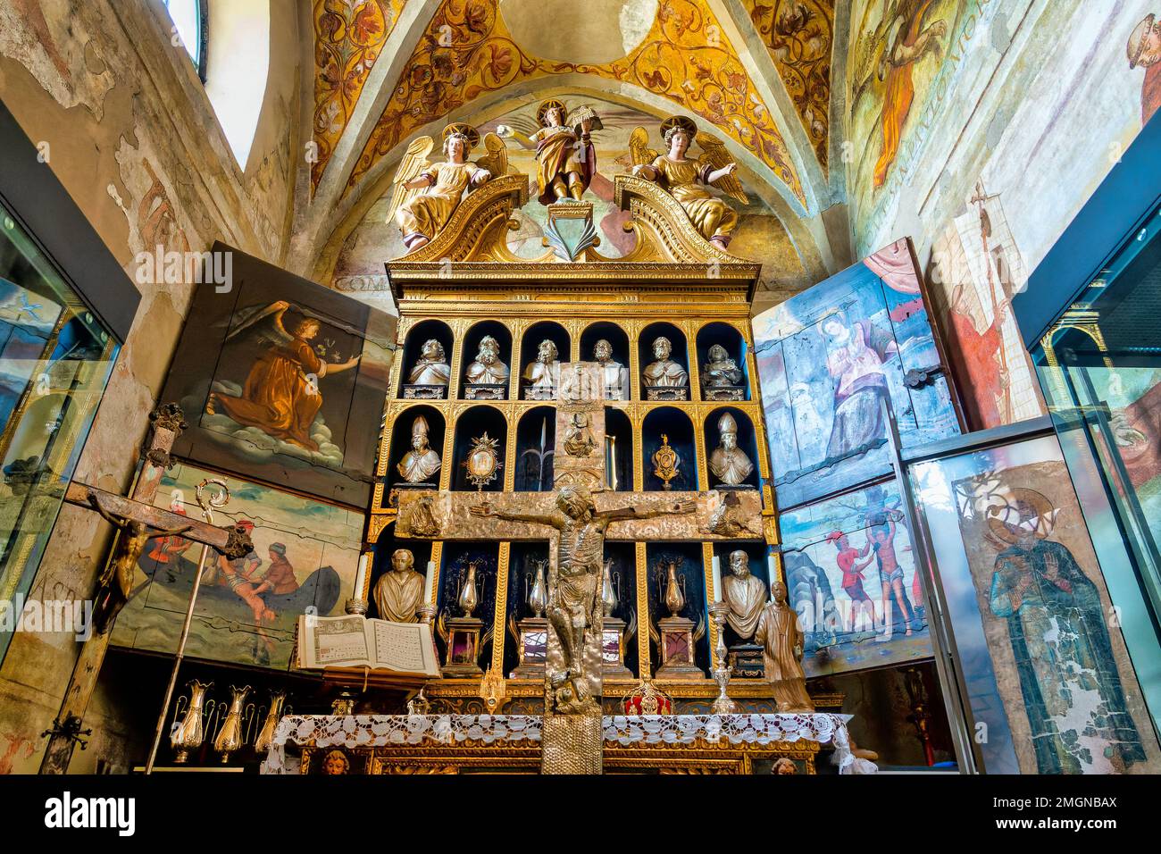 Sacred artifacts in one of the chapels of the cathedral of San Giusto ...