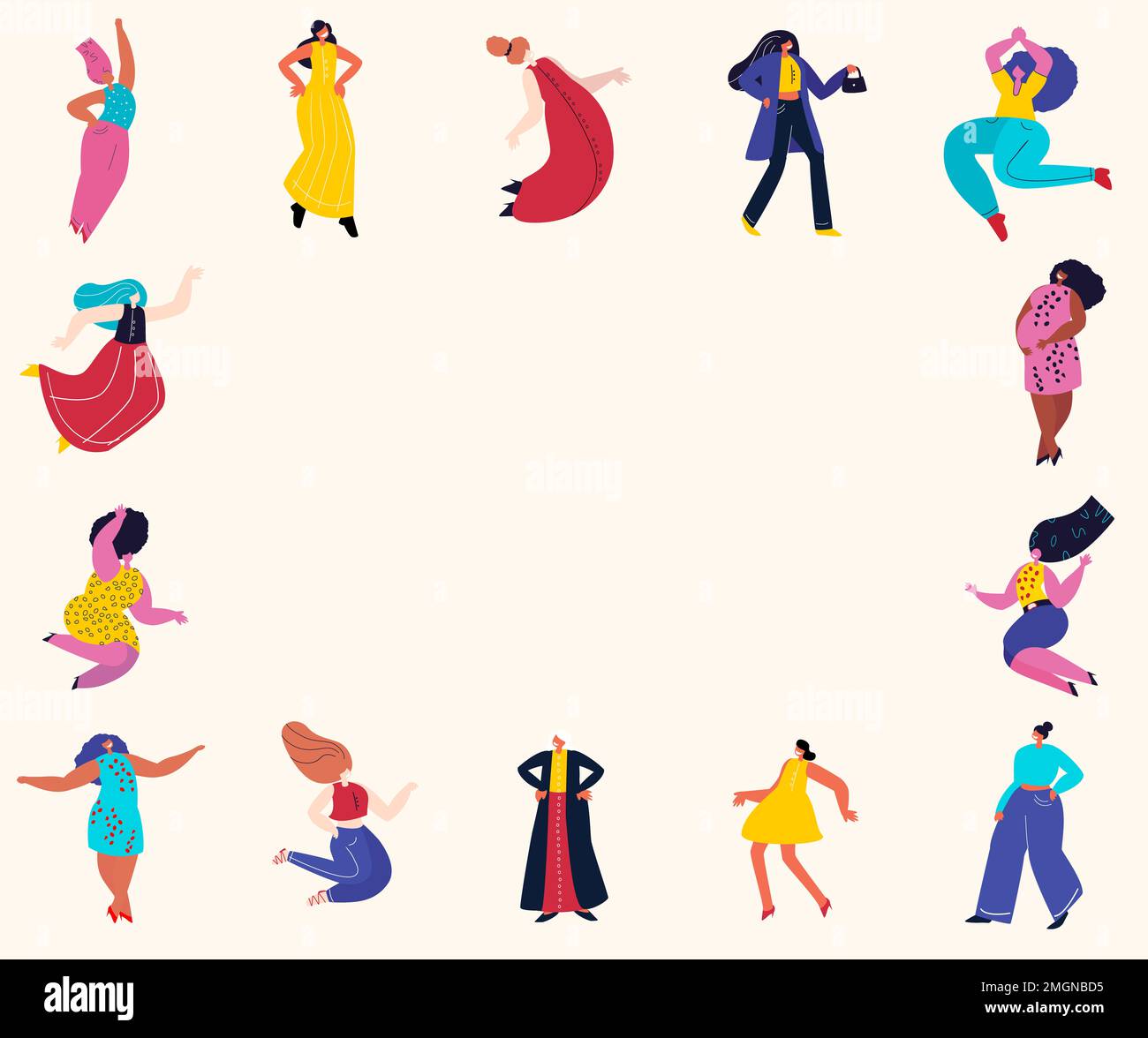 Diferent Girls and Women Frame Poster Template.Feminism concept.Bright ...