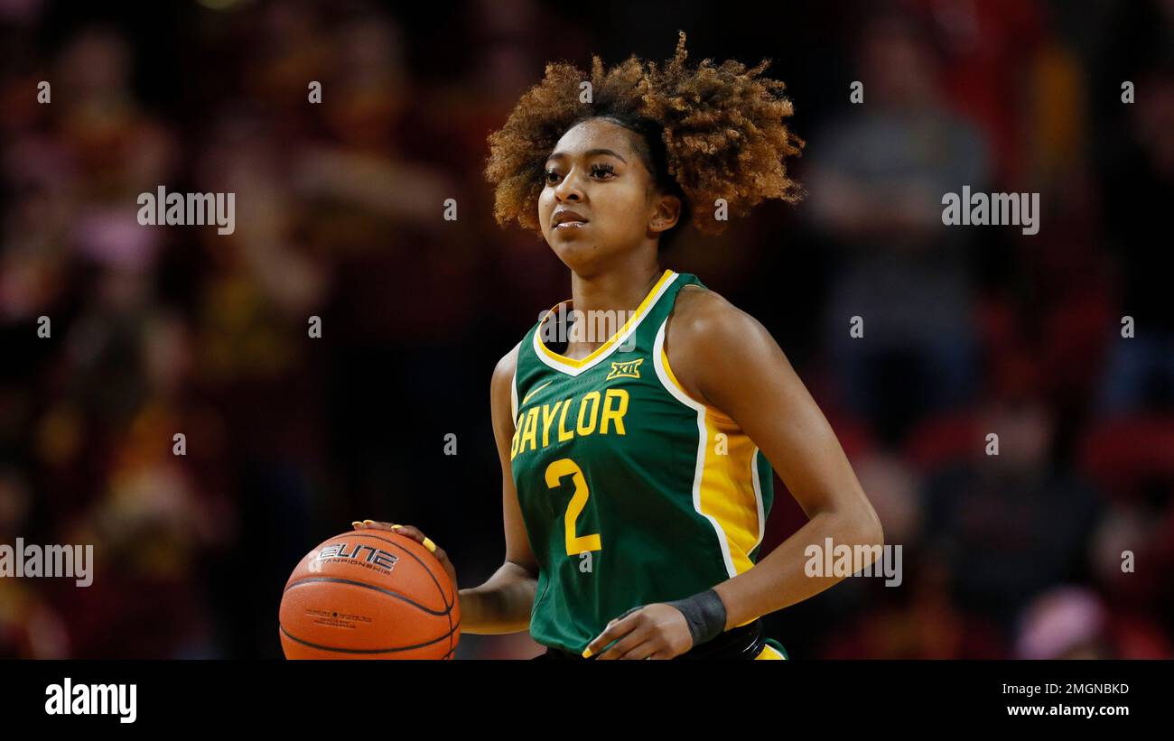 Baylor guard DiDi Richards drives up court during an NCAA college ...