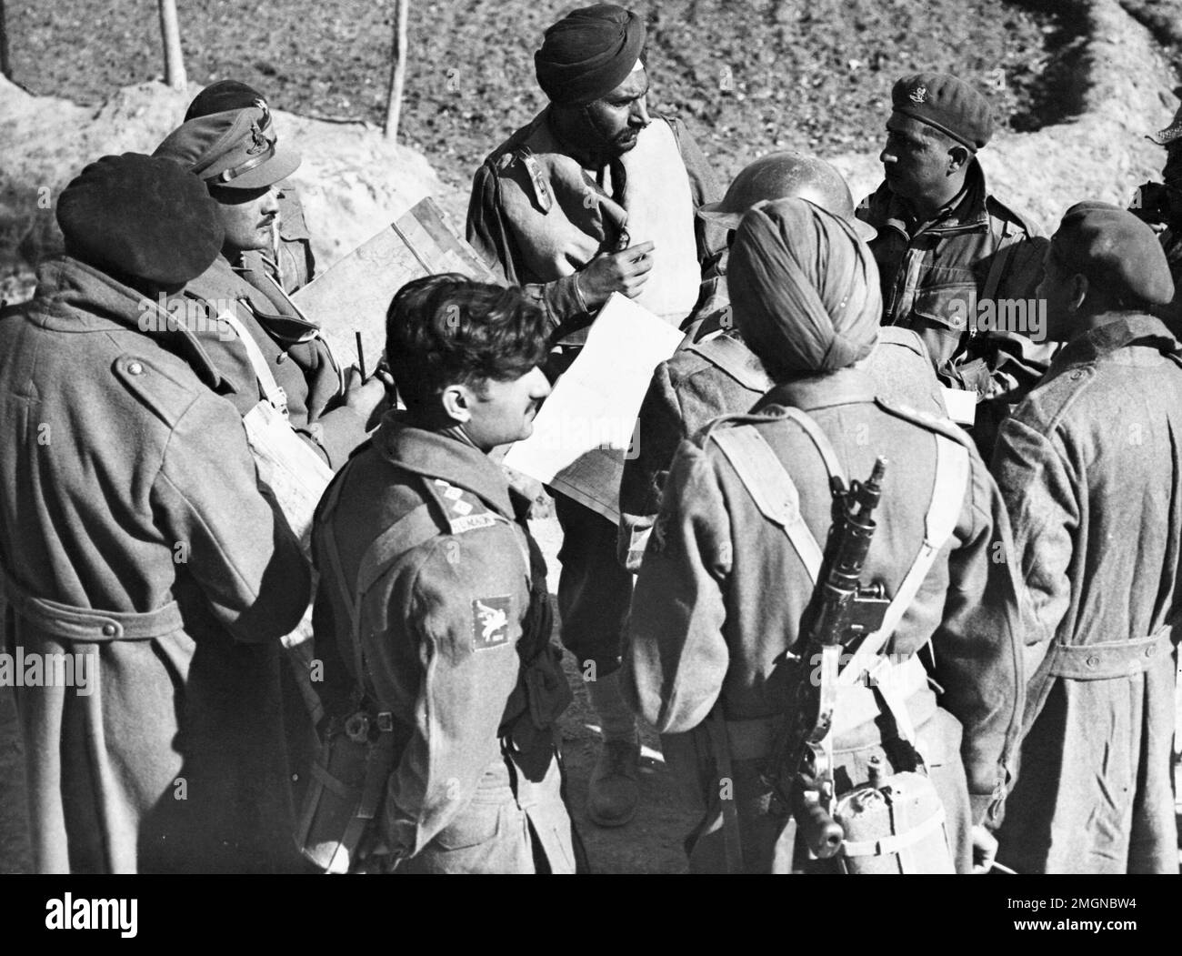 Lieutenant Colonel Pritam Singh, facing camera wearing leather jerkin ...