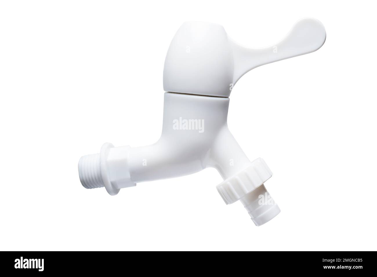 Plastic water faucet isolated over white background Stock Photo - Alamy