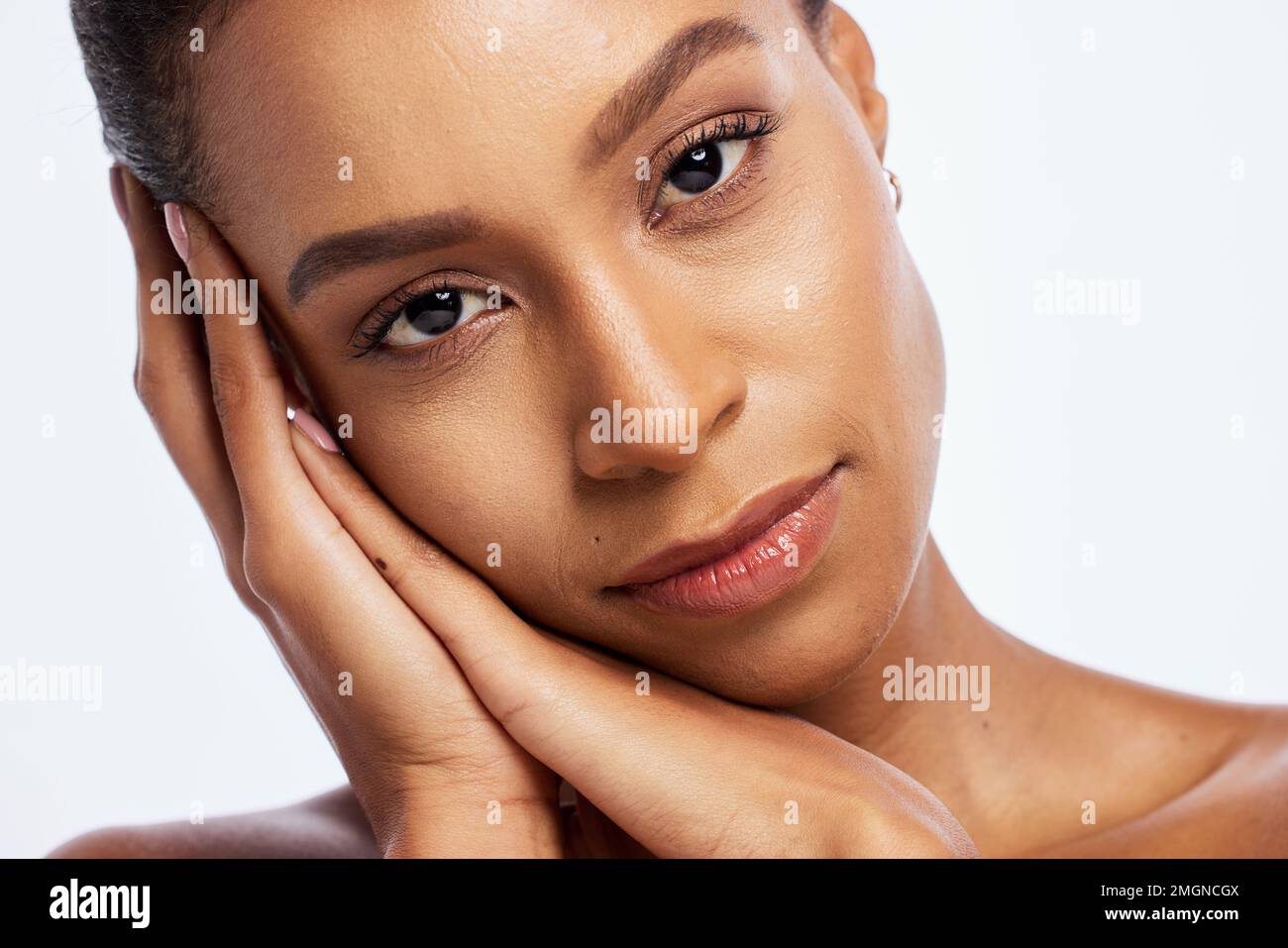 Face, beauty and skin care woman portrait in studio for dermatology ...