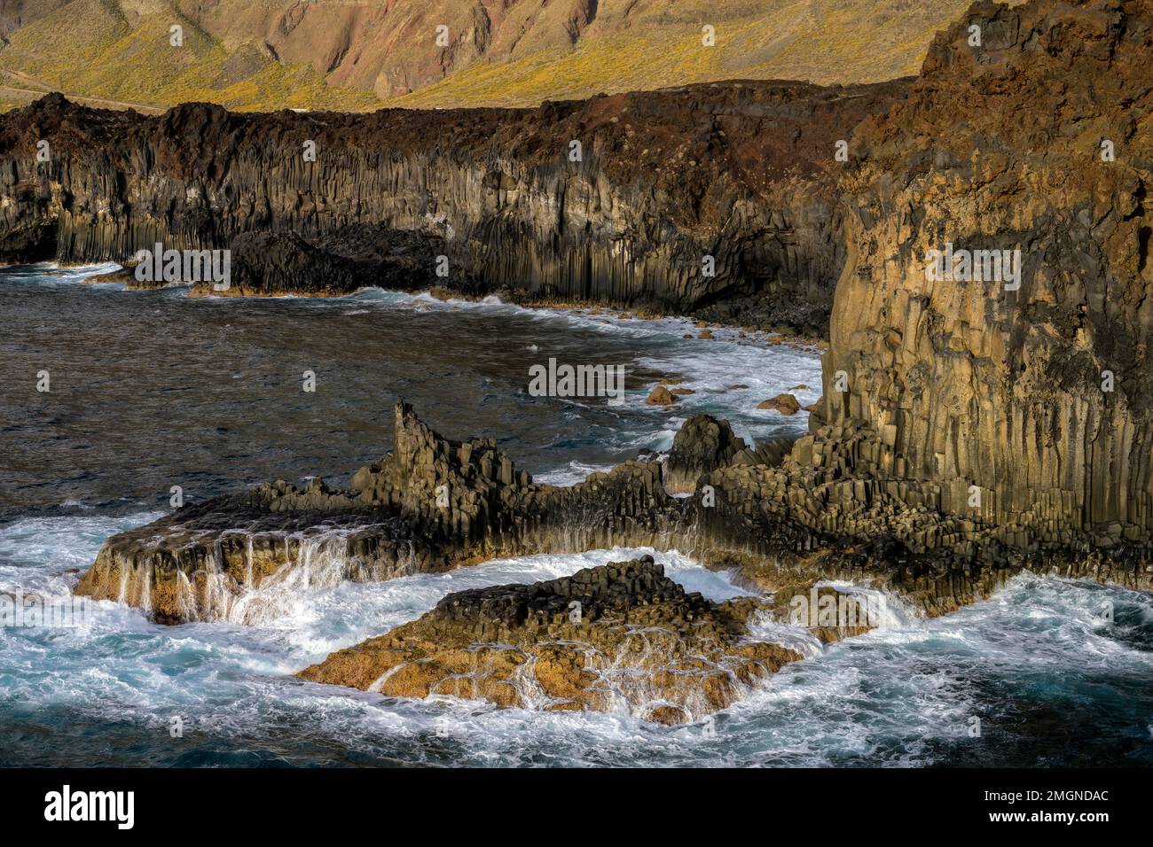 Las Puntas basaltic columns on the island of El Herrio, Canary Islands ...