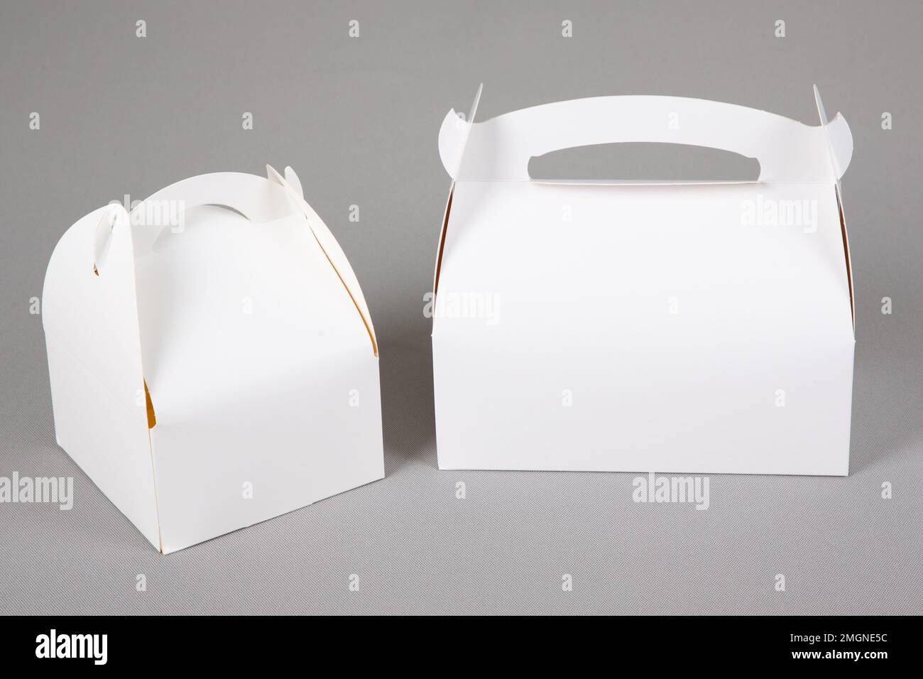 two pastry cake box white blank mockup isolated on grey background ...