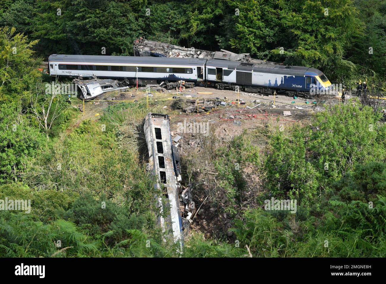 File photo dated 13/08/20 of emergency services inspecting the scene ...