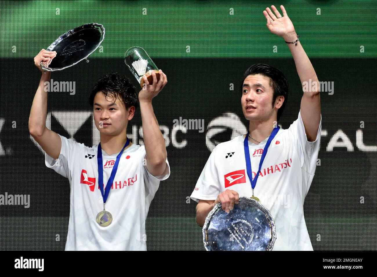Yuta Watanabe, left, and Hiroyuki Endo of Japan pose with their ...