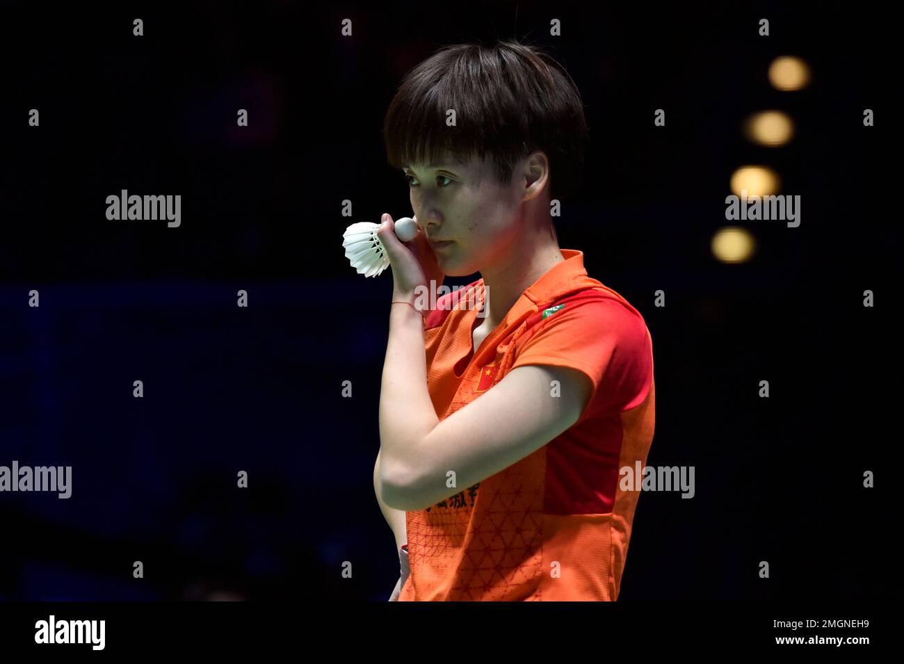 Chen Yu Fei of China prepares to serve to Tai Tzu Ying of Taiwan during the Women's Singles ...