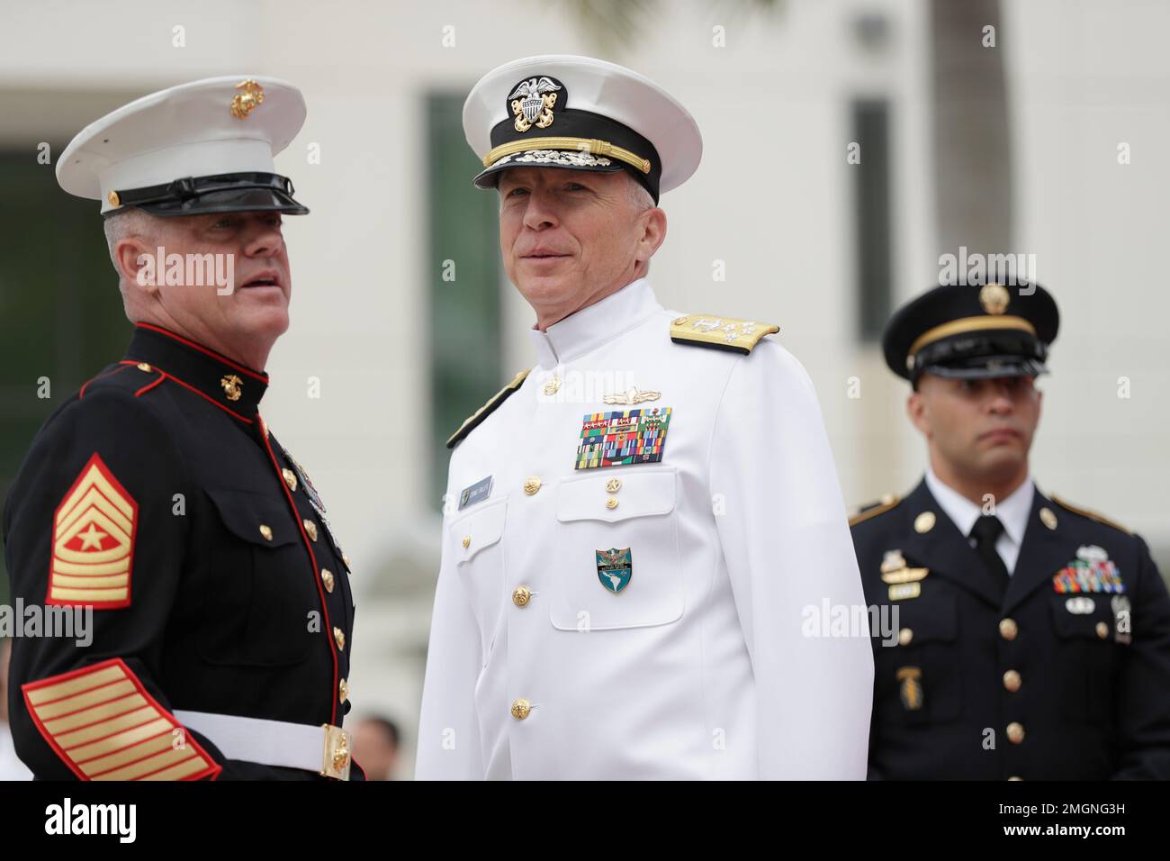 U.S. Navy Adm. Craig Faller, center, Commander of U.S. Southern Command ...