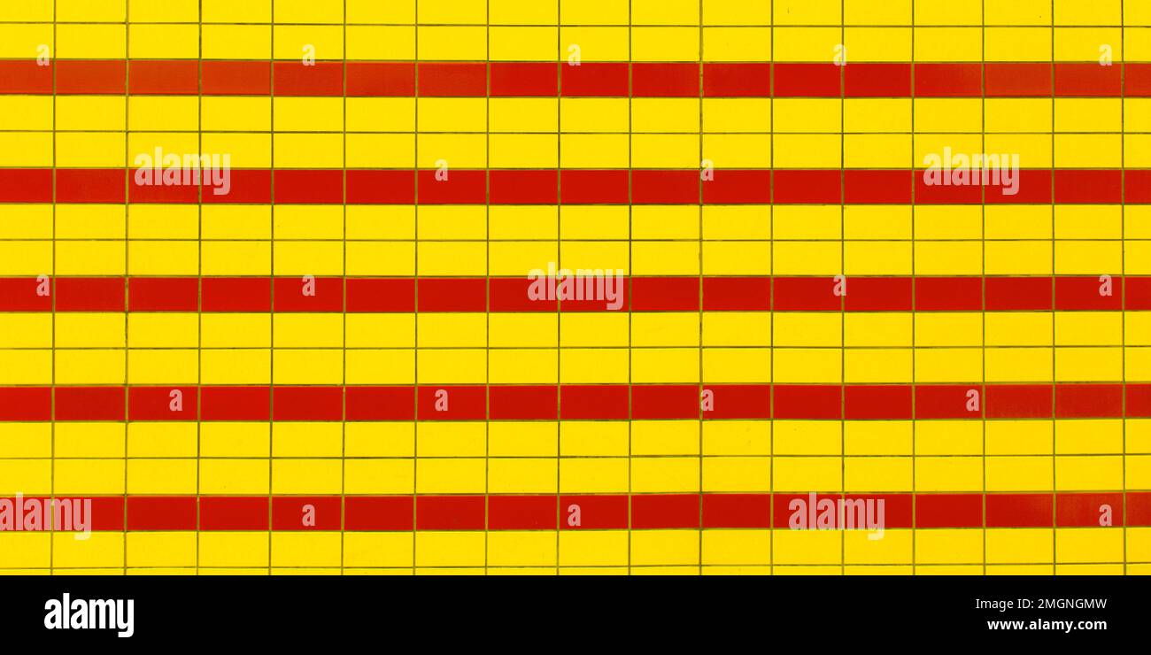 Red and yellow line wall tile texture in vintage background retro Stock ...