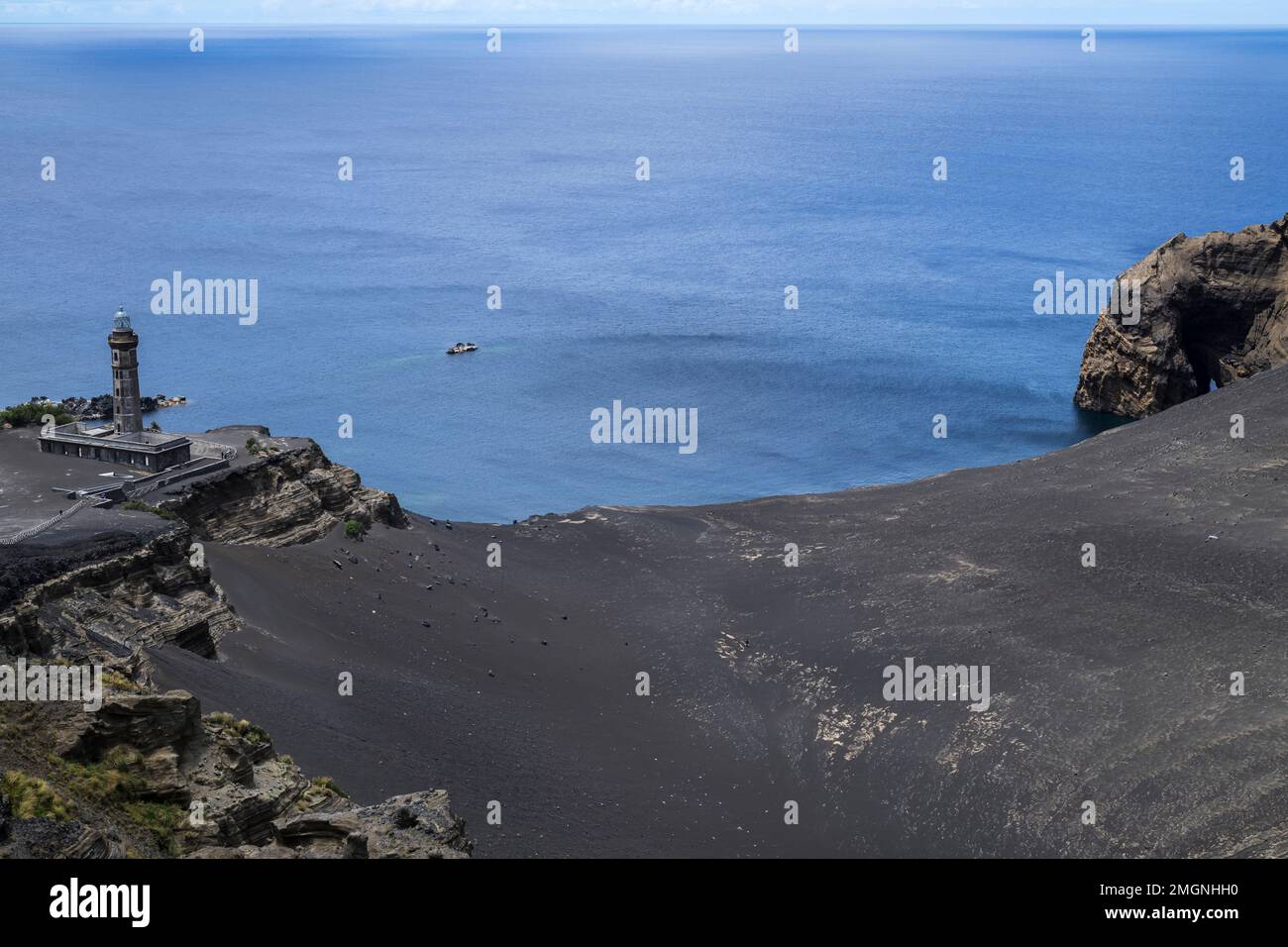 Destroyed lighthouse at Capelinhos Volcano on Faial Island, Azores ...