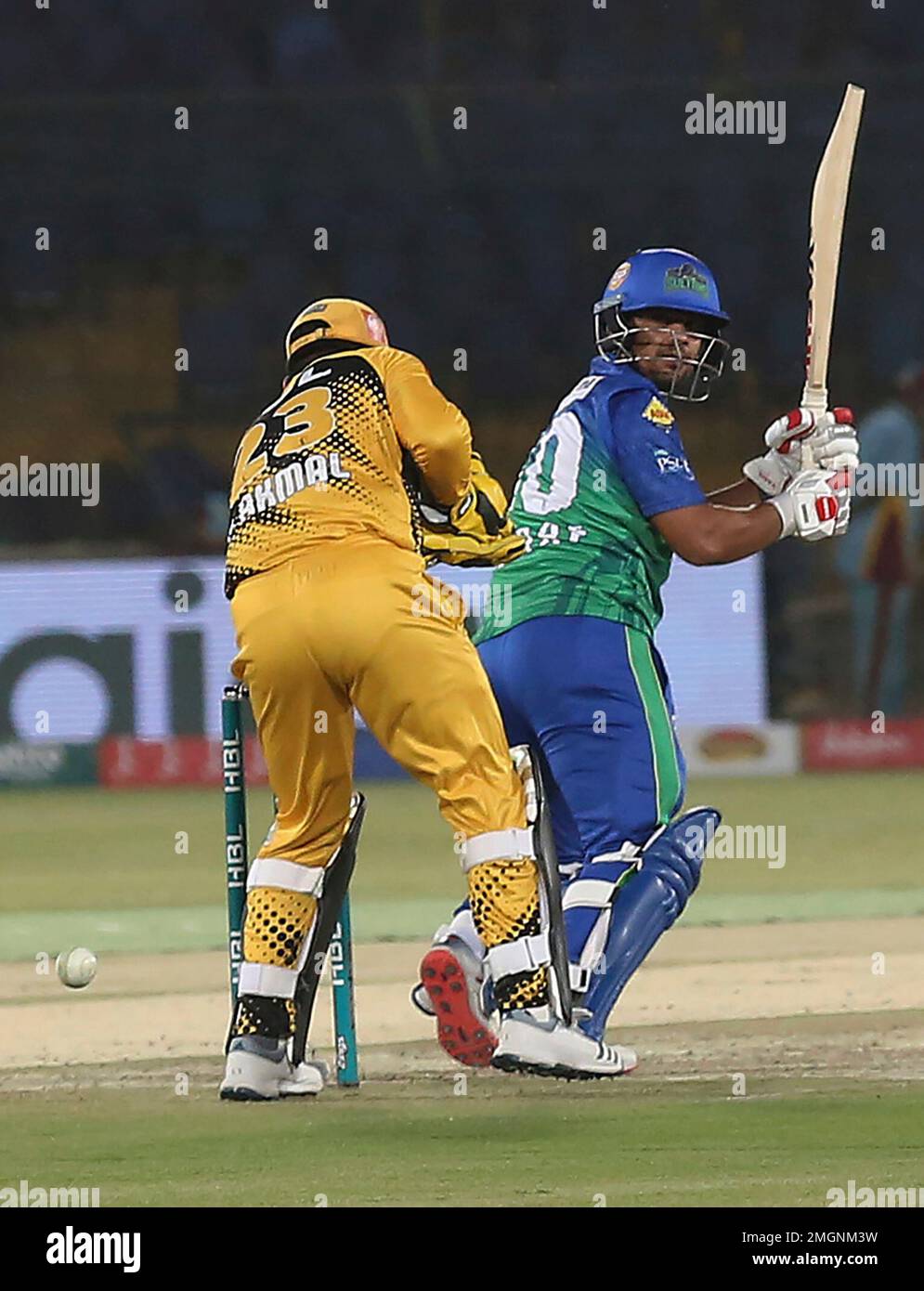 Zeeshan Ashraf of Multan Sultans who scores 50 off 35 balls, hits a ...