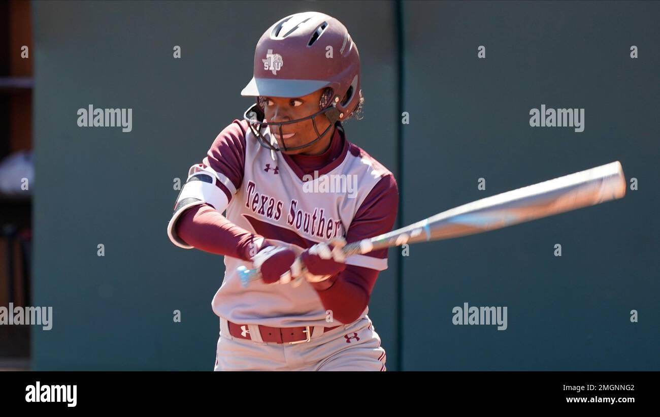 Texas Southern's Zariah Robins (11) prepares to hit during an NCAA college softball game in ...