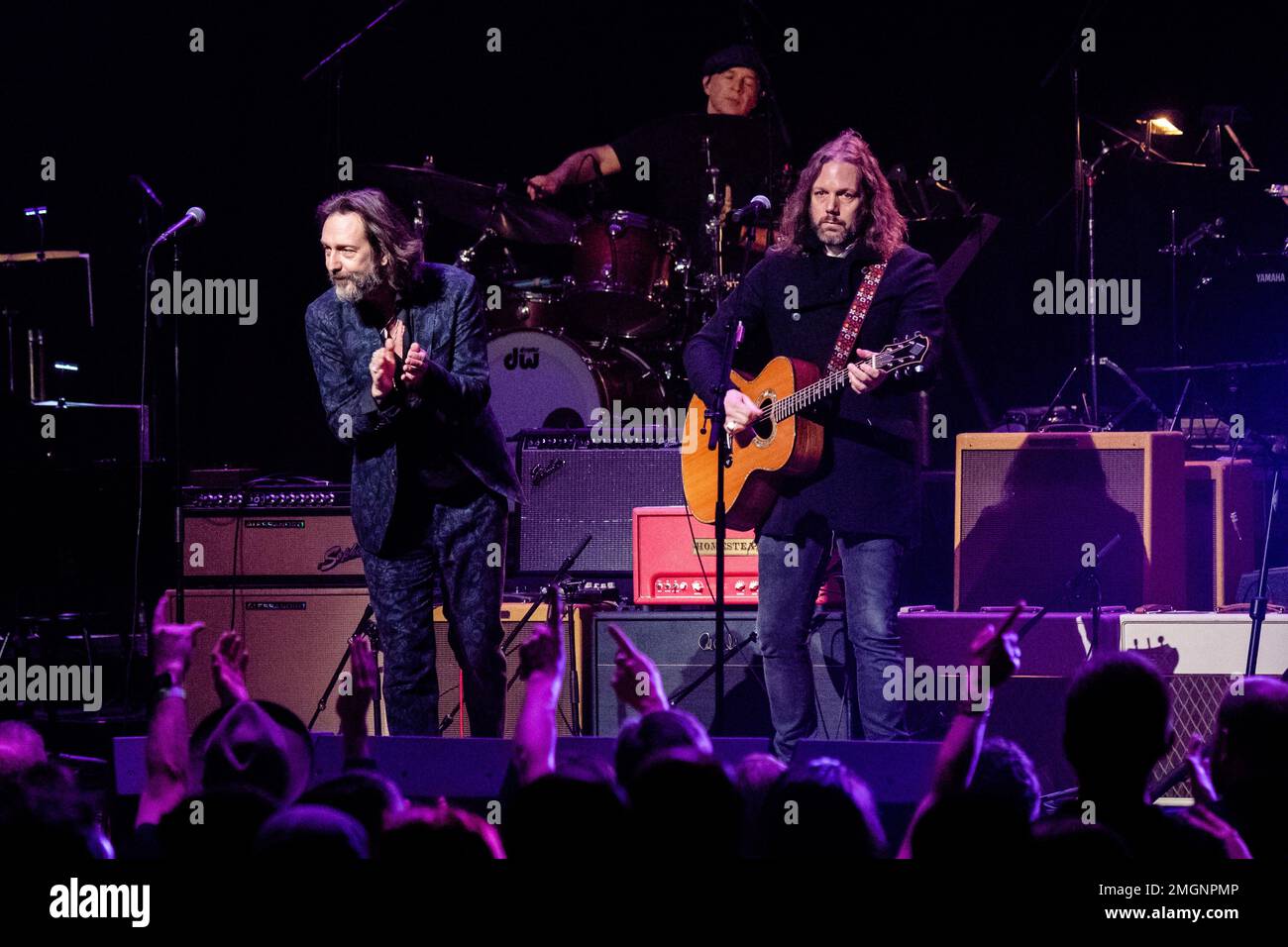 Chris Robinson, left, and Rich Robinson perform at Love Rocks NYC!, a ...