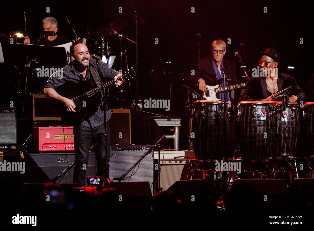 Dave Matthews, left, and Pedrito Martinez perform at Love Rocks NYC!, a ...