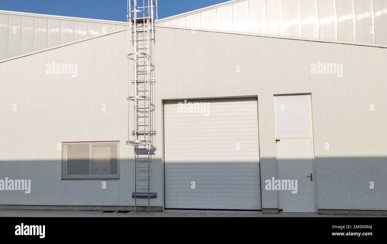 building industrial facade exterior of modern white building warehouse ...