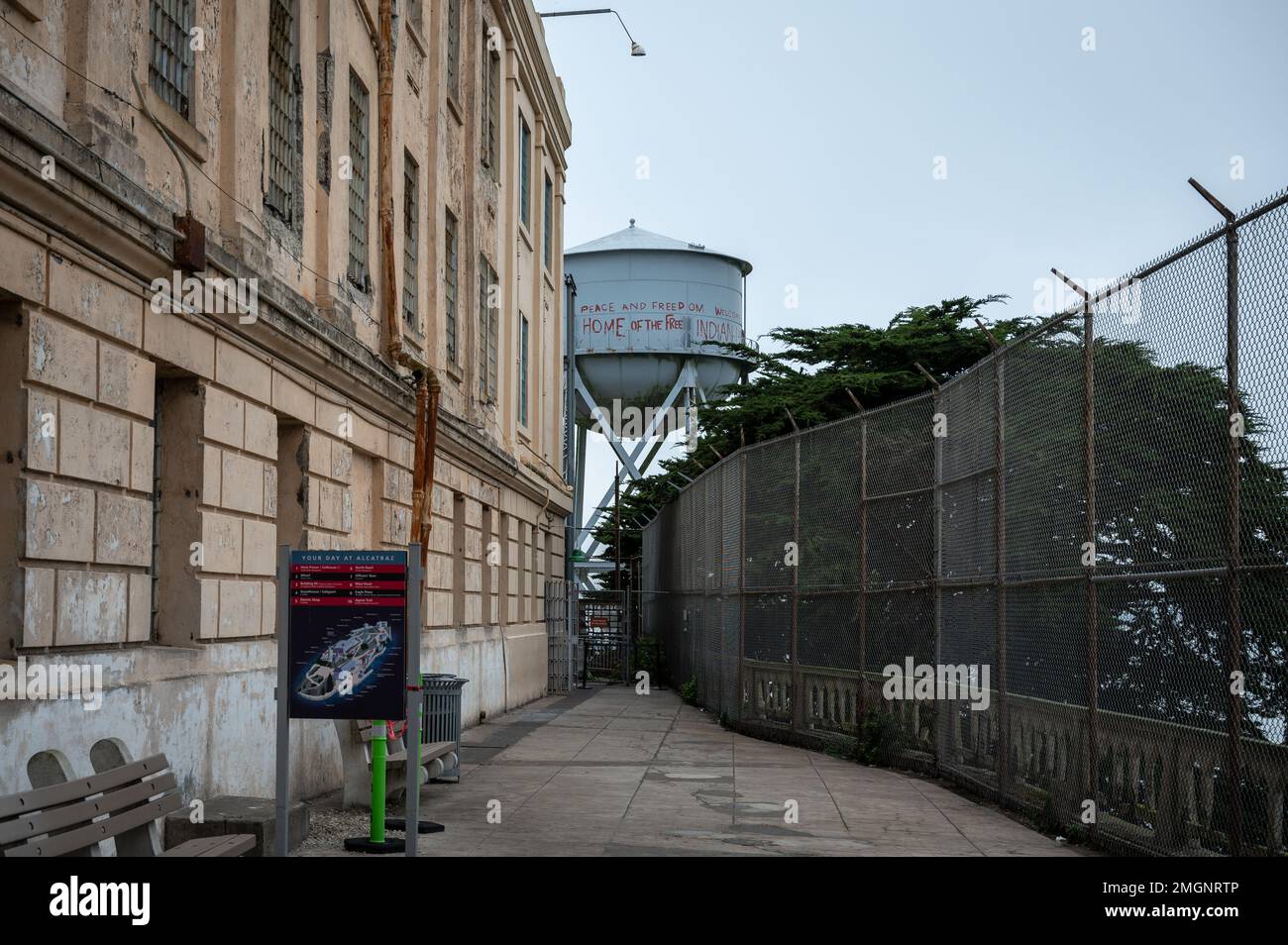 Detail of the water tank tower of the Alcatraz prison Stock Photo - Alamy