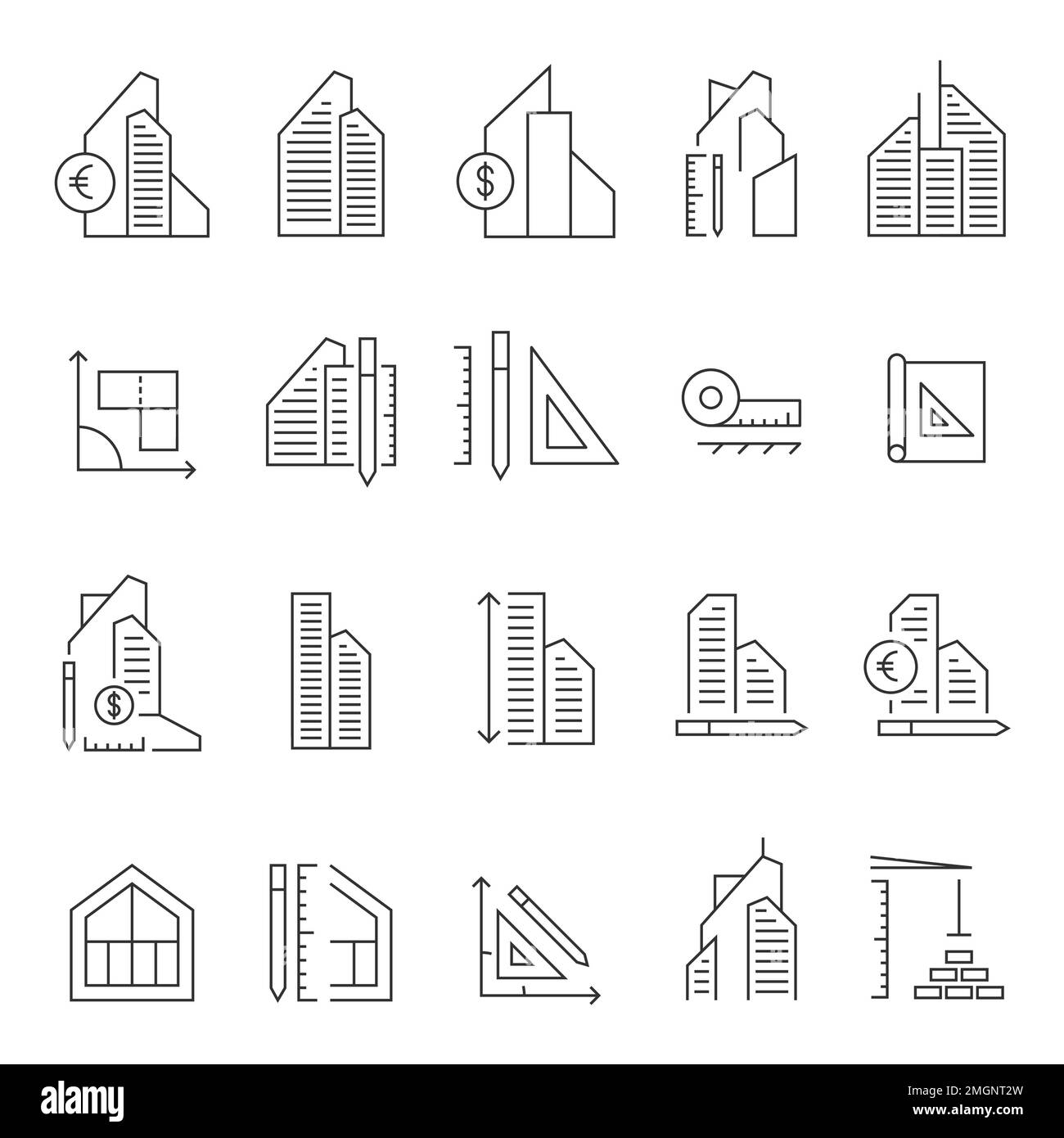 Buildings and construction works line icon set Stock Vector Image & Art ...