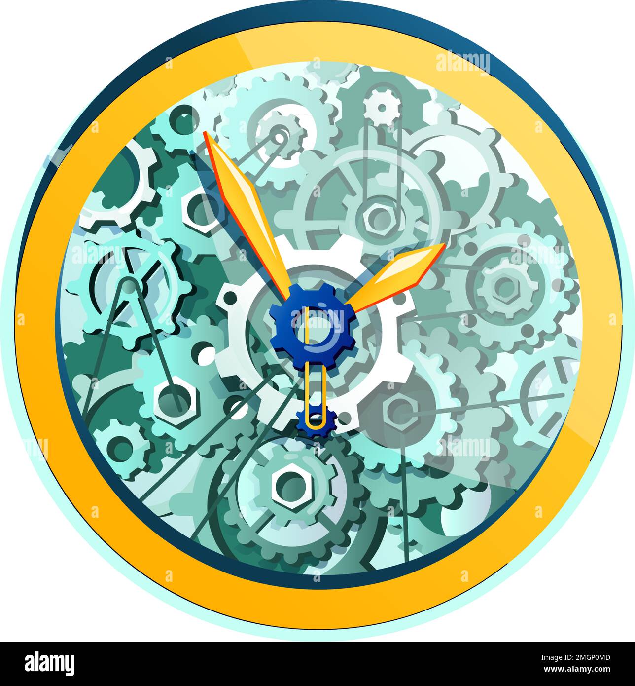 Large round watches with gear, hidden mechanism, isolated on white ...