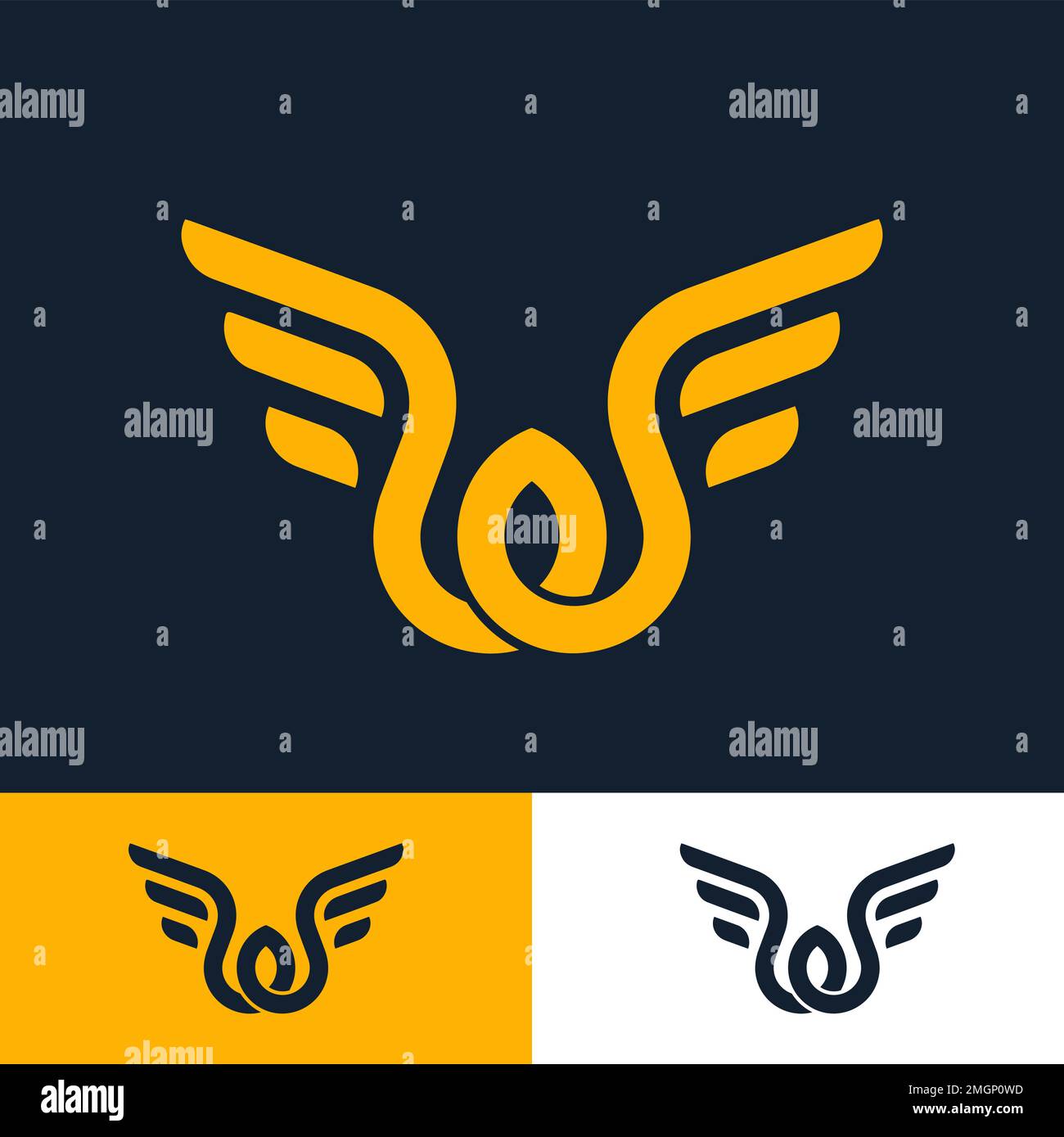 letter W shape logo template with abstract wings, logo with modern and ...