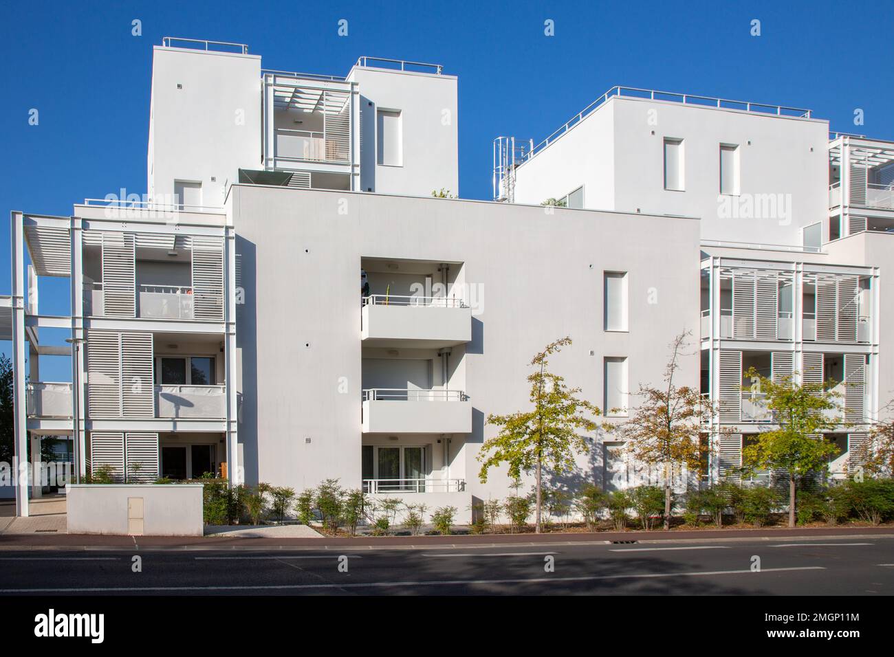 modern white contemporary residential square building with balcony ...