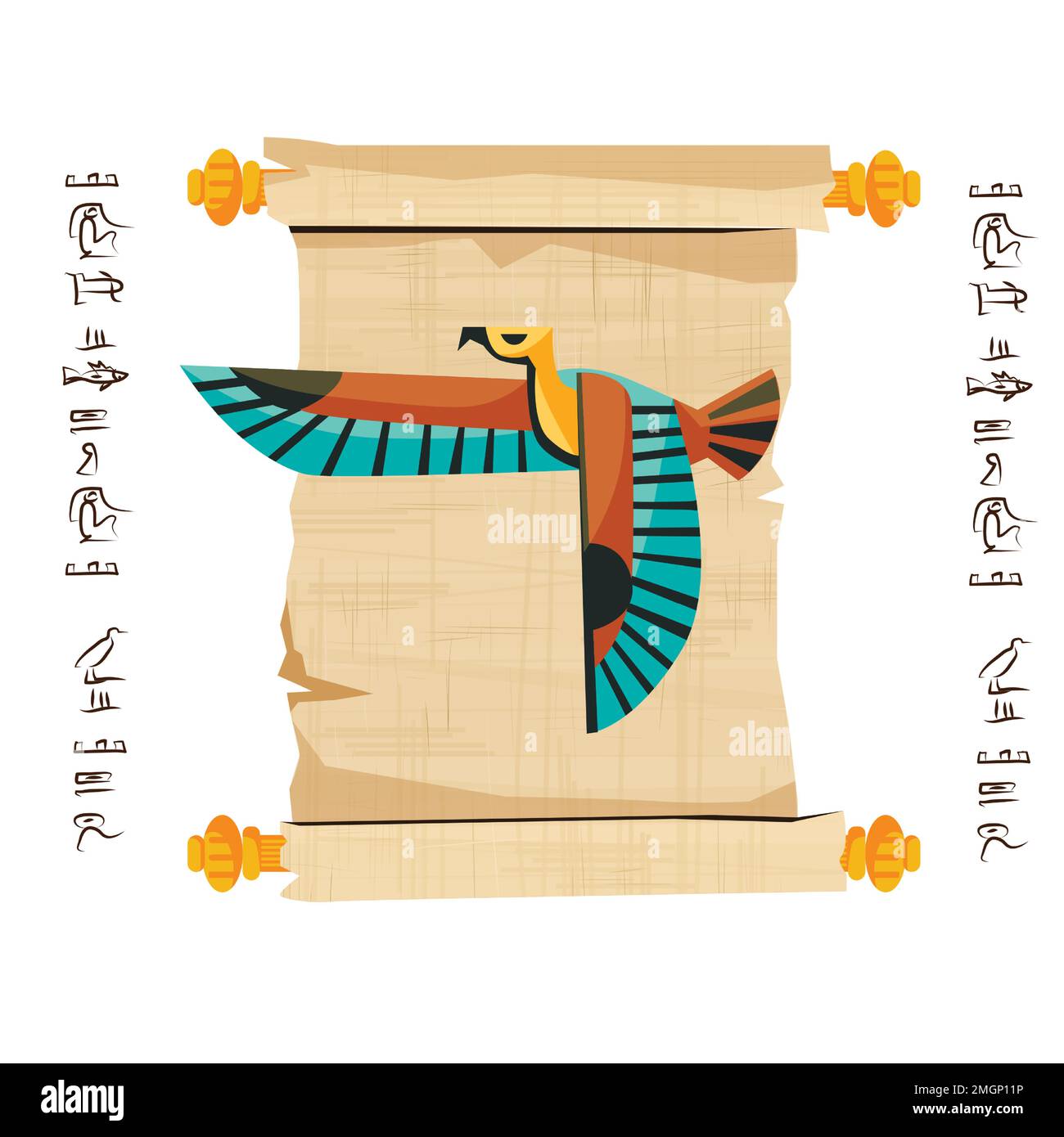 Ancient Egypt papyrus scroll with wooden rods cartoon vector ...