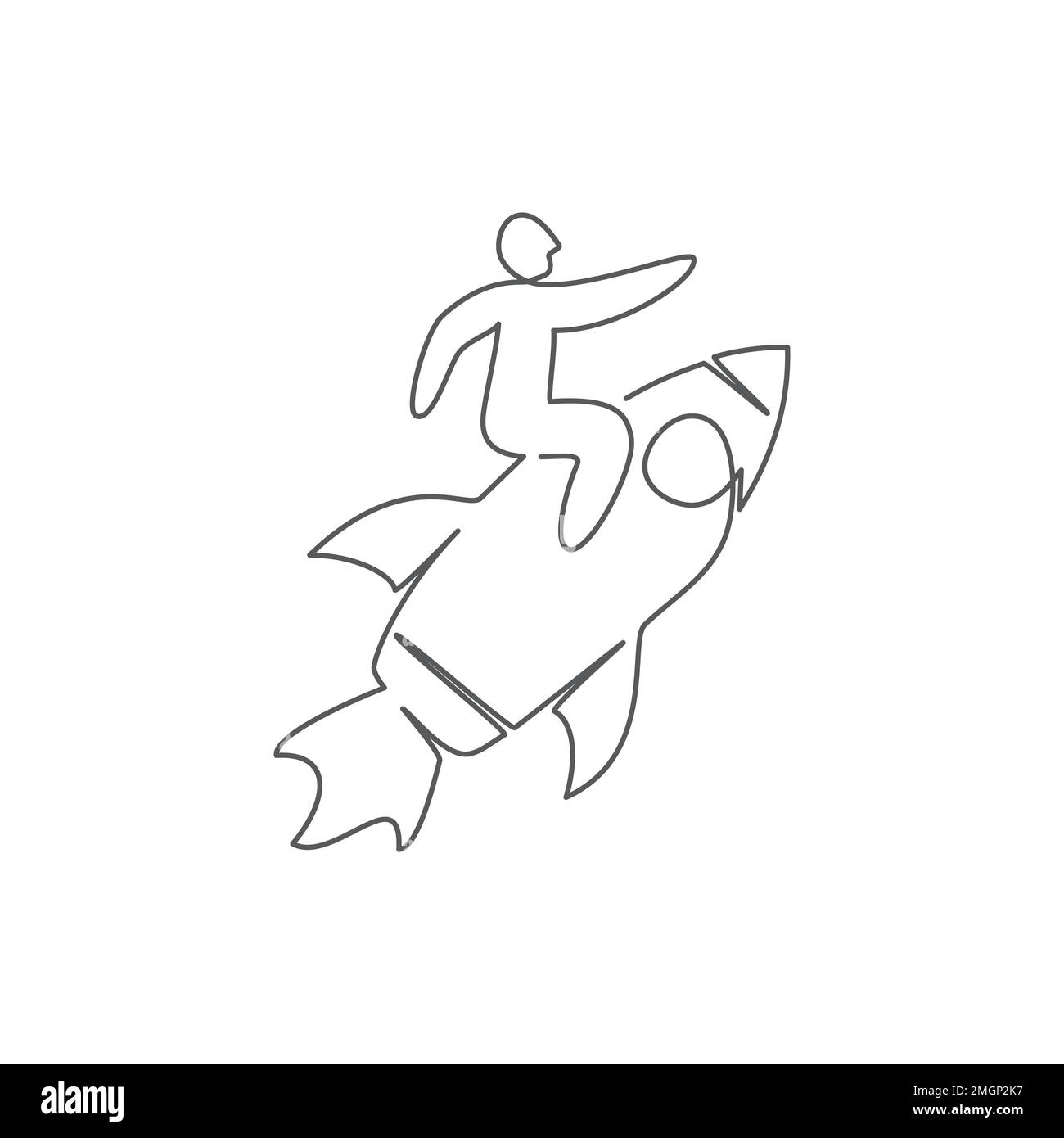 Startup concept One line drawing on white background Stock Vector Image ...