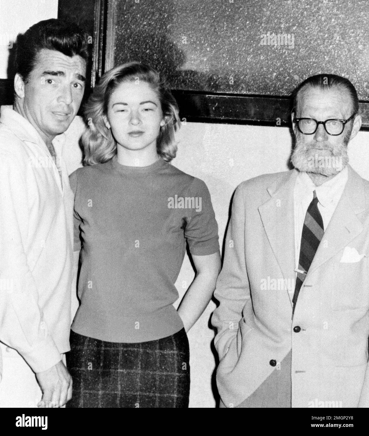 Lash LaRue, left, bullwhip expert and cowboy movie actor, leaves court ...