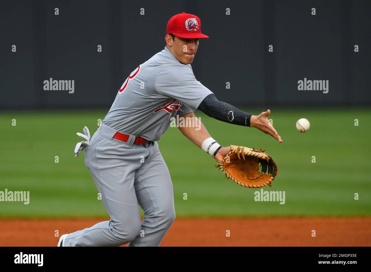 Jacksonville State player Alex Carignan works the infield against ...