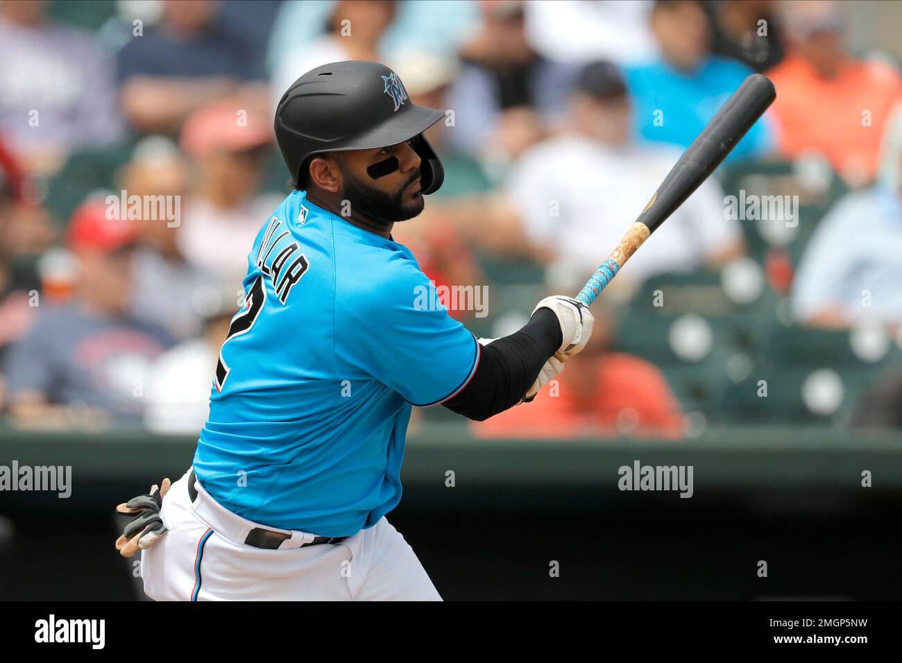 Miami Marlins' Jonathan Villar singles off Washington Nationals pitcher ...